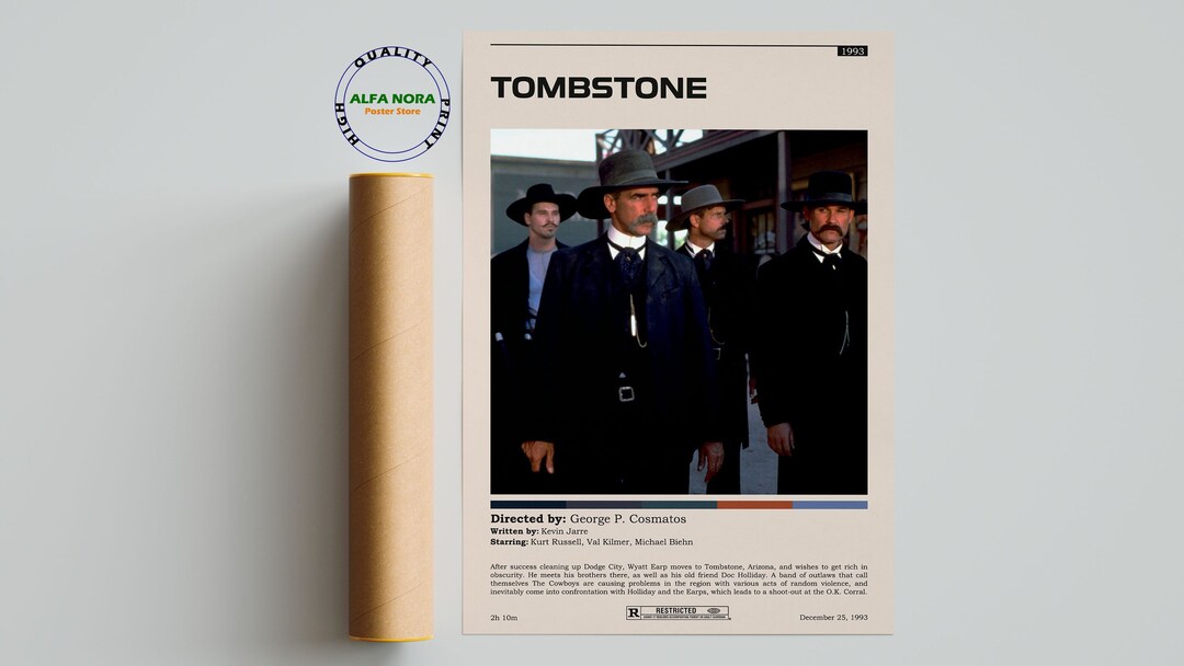 Tombstone / Tombstone Poster / Vintage Retro Art Print / Wall Art Print ...