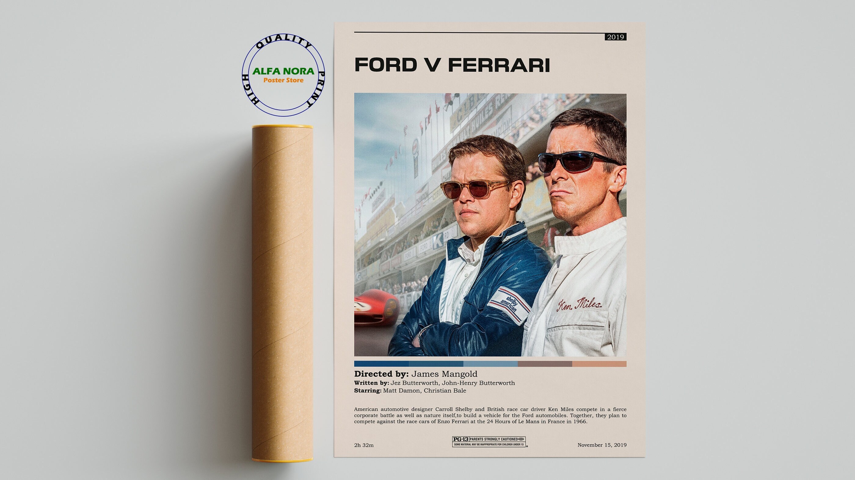 Ford V Ferrari Poster / James Mangold / Olivia Wilde / Minimalist Movie ...