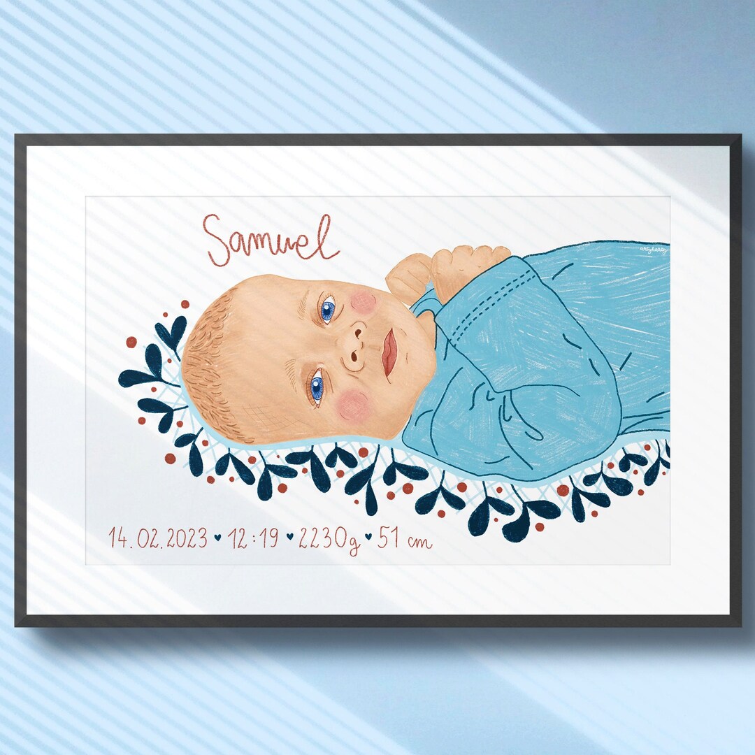 Personalized Baby Birth Certificate Drawing / Personalized Baby Birth ...