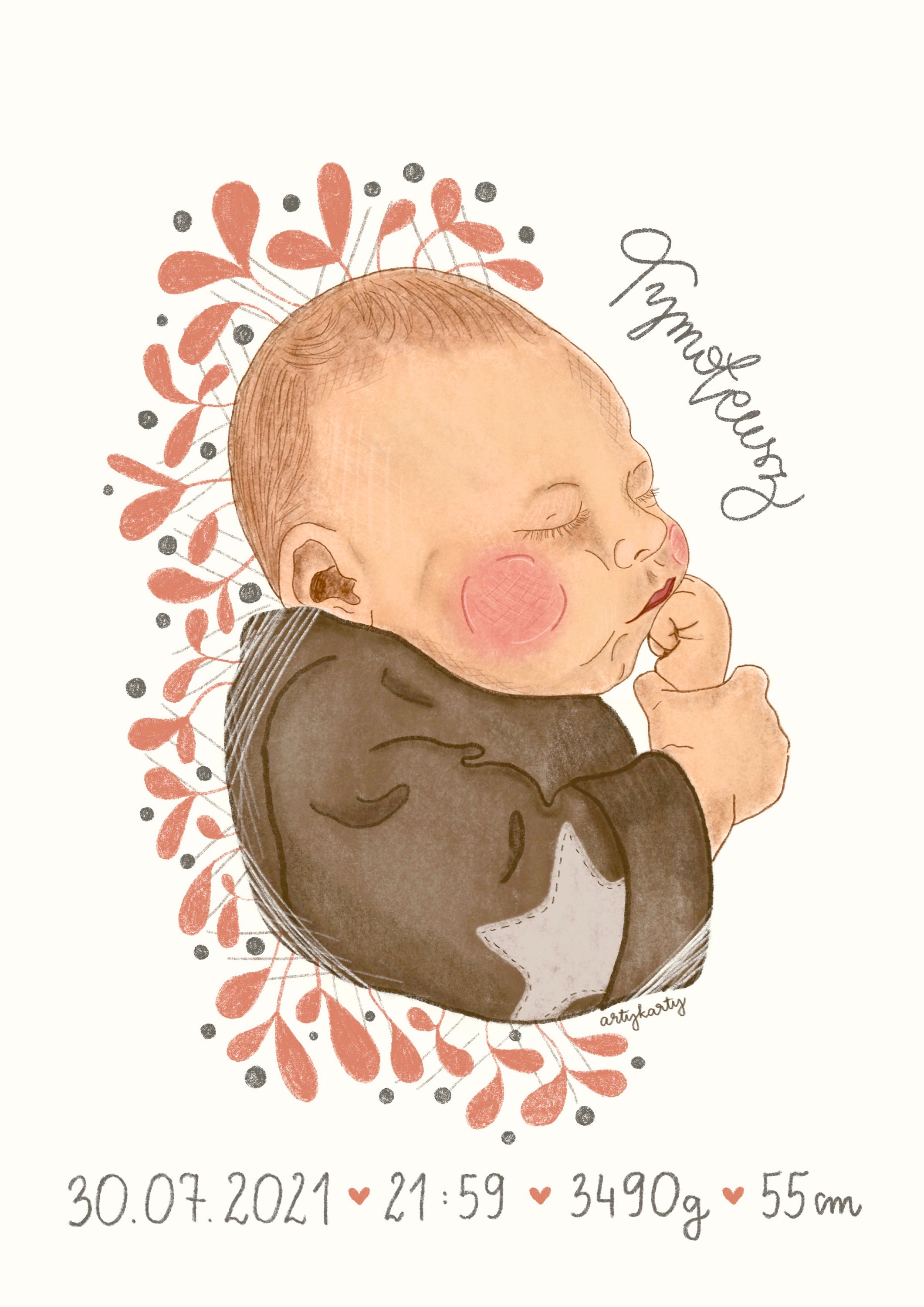 Personalized Baby Birth Certificate Drawing / Personalized Baby Birth ...