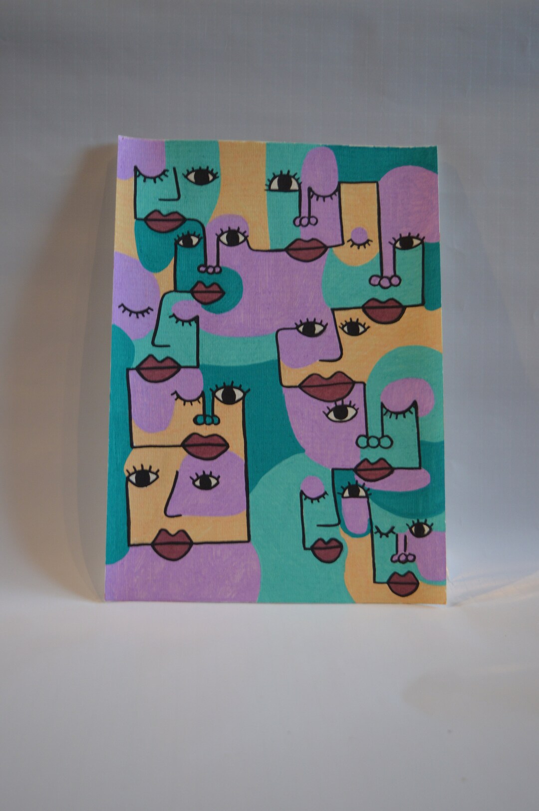 Abstract Face Art, Posca Paint on Paper, Colorful Art Painting - Etsy
