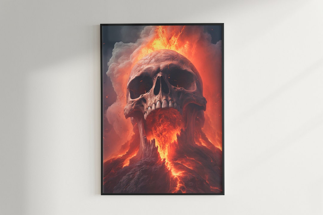 Skull Volcano Erupting, Halloween, Wall Art, Poster Print - Etsy