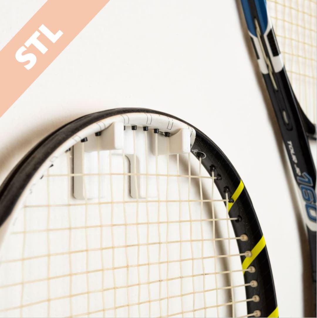 Wall Mount Tennis Racket Adhesive STL for Self-printing / Tennis Racket ...