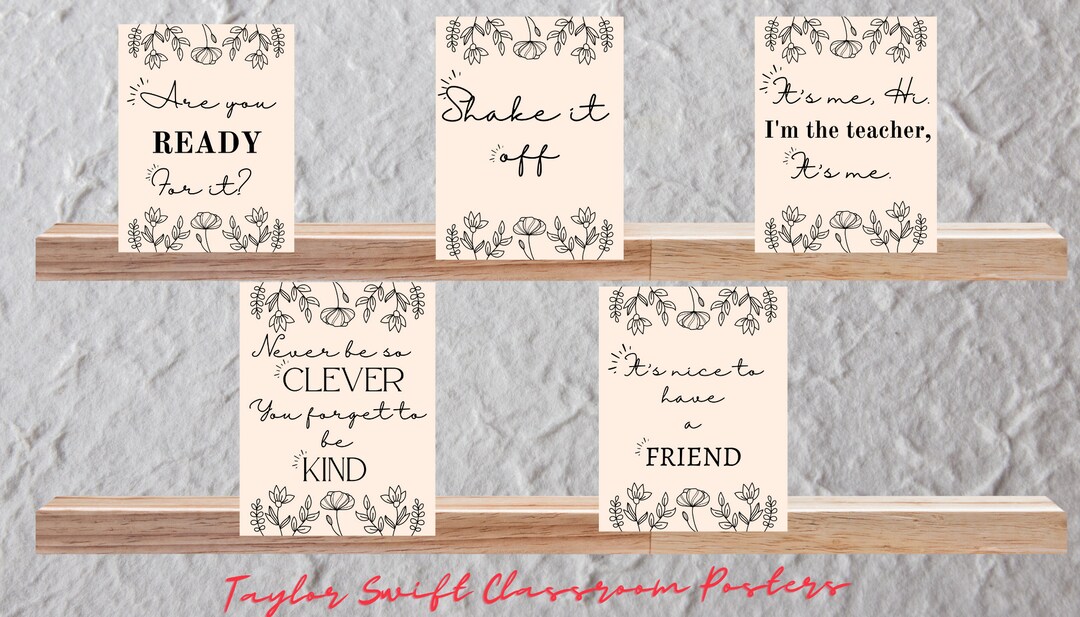 Taylor Swift Classroom Posters Neutral Boho Decor | 5 Poster Bundle - Etsy