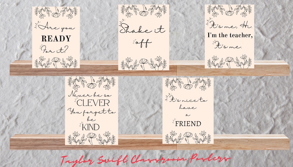 Taylor Swift Classroom Posters Neutral Boho Decor | 5 Poster Bundle - Etsy
