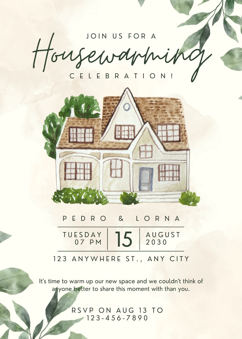 Milky House Warming Invitation Card Set, Bohemian Home Event Invites ...