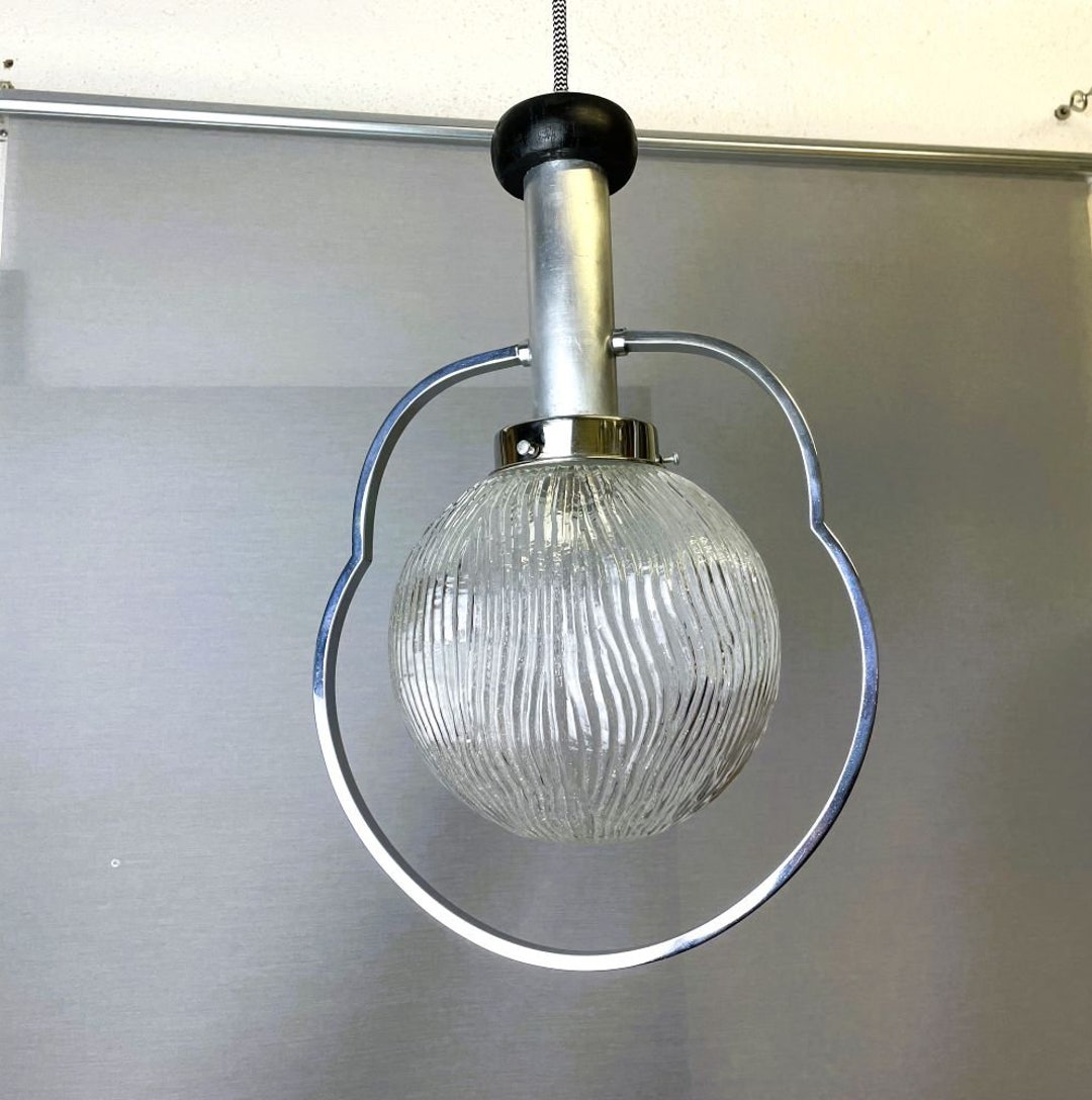 Mid Century Modern Chrome and Glass Hanging Lamp MCM Light Fixture - Etsy