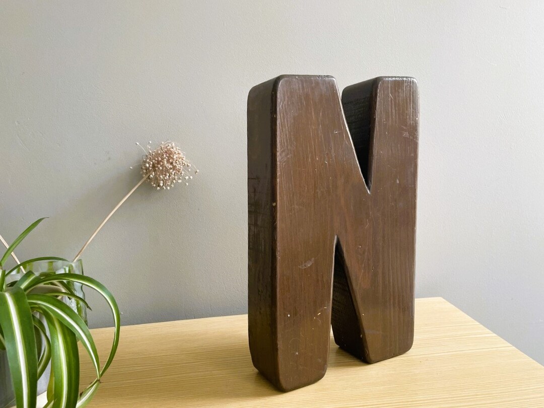 Portuguese Large Chunky Signage Lettering Wooden Block Letter N - Etsy