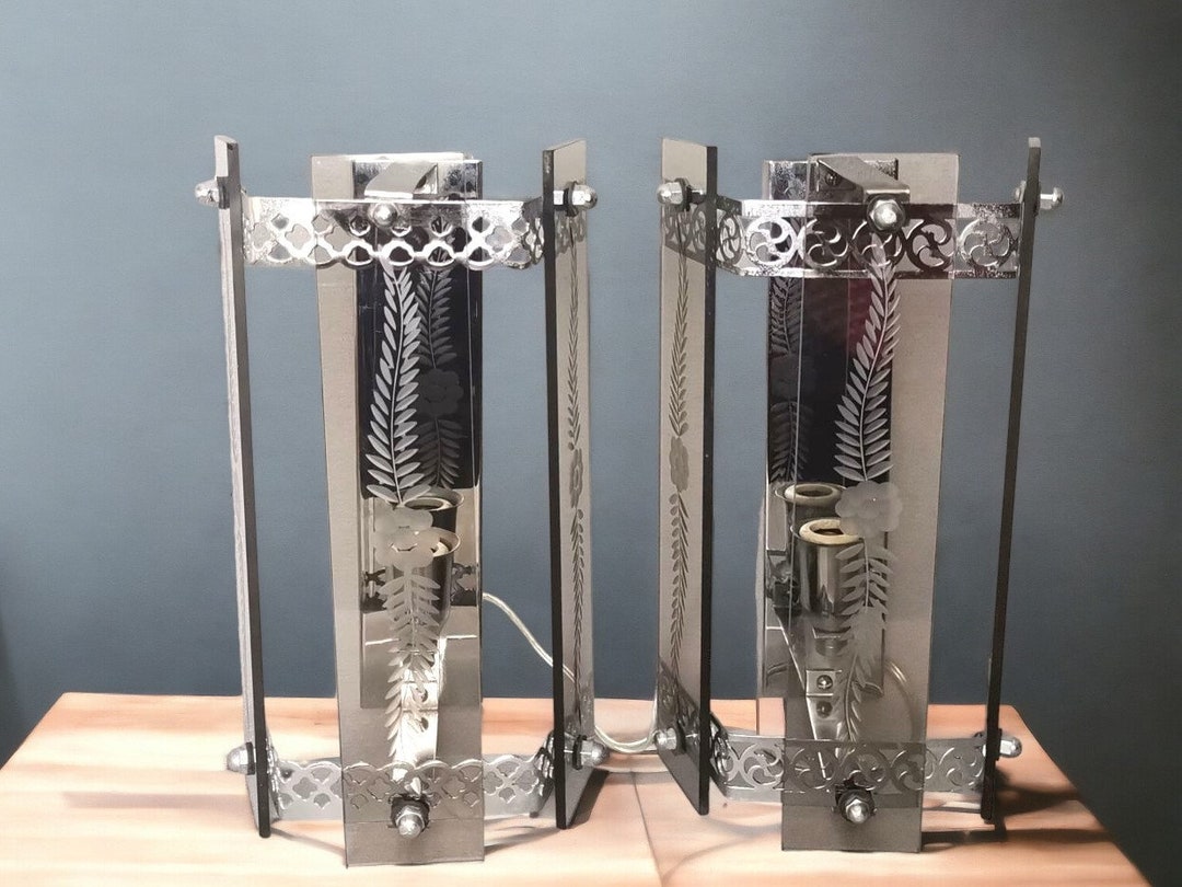 Pair Retro Art Deco Lamps Wall Sconces Minimalist - Etsy