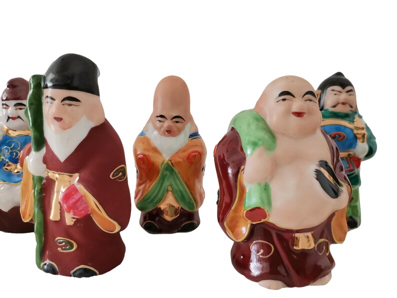 Japanese 7 Lucky Gods of Good Luck Fortune Figurine Kutani Porcelain - Etsy