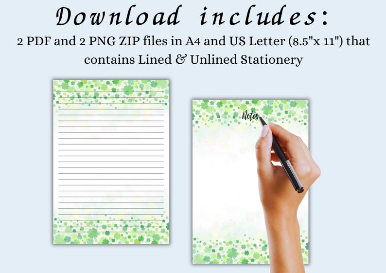 Printable Stationery | Clover | Shamrock | Printable Writing Paper | A4 ...