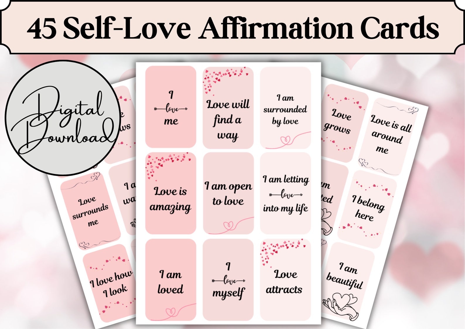 Printable Self-love Affirmation Cards | 45 Daily Self-love Affirmation ...