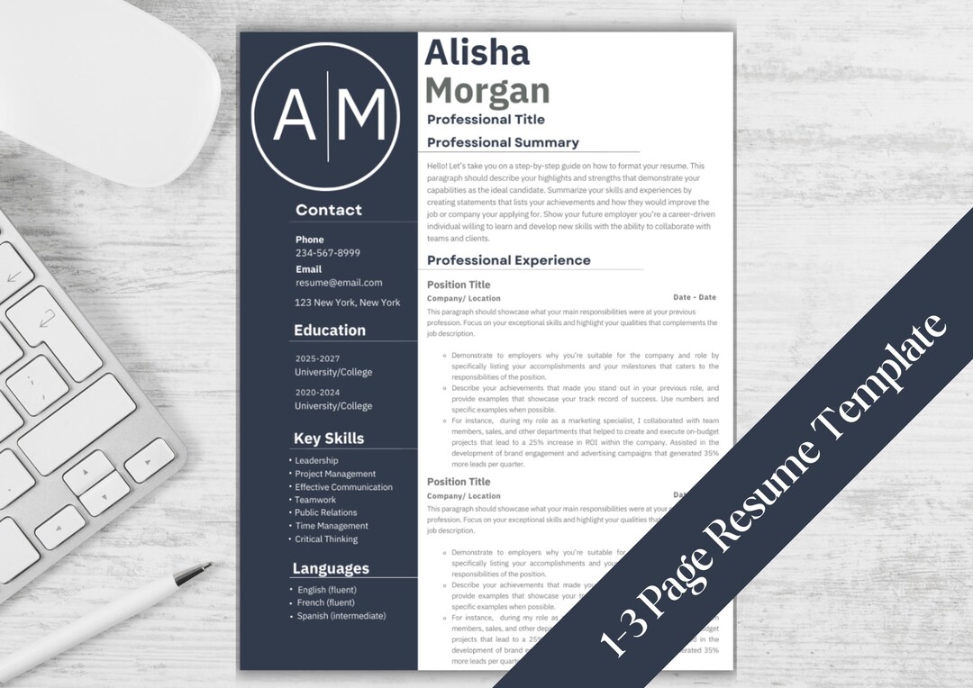 Editable Resume Template | Editable CV | 1-3 Resume Page Templates ...