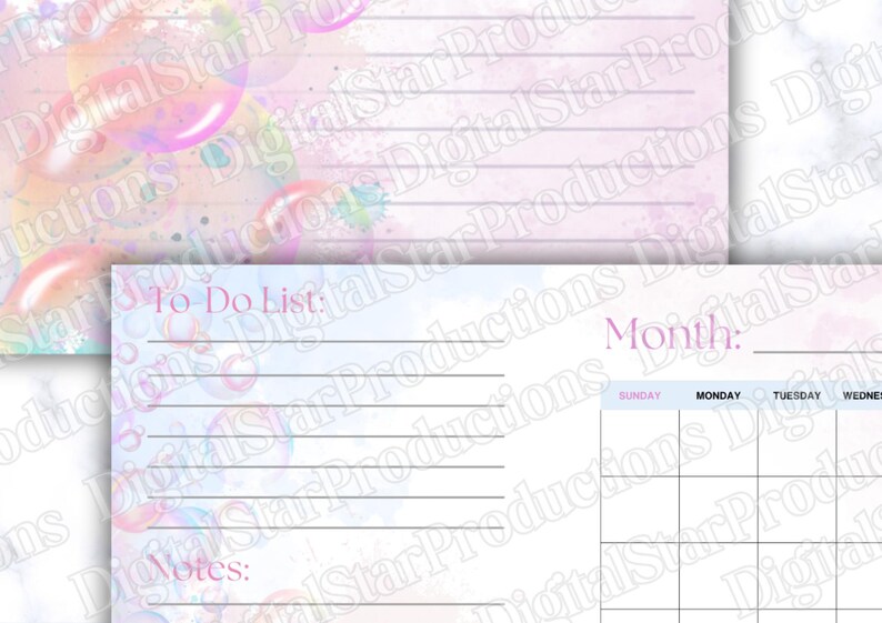 Printable Stationery | Bubbles | Calendar | Undated Calendar | Writing ...
