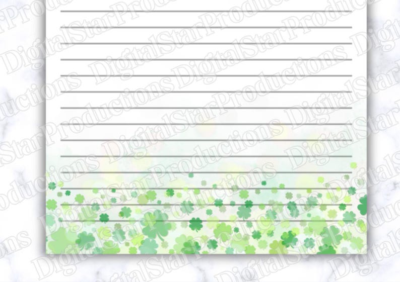 Printable Stationery | Clover | Shamrock | Printable Writing Paper | A4 ...