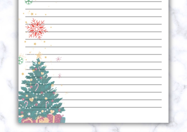Printable Christmas Tree Stationery Printable Writing Paper A4 US 8.5x ...