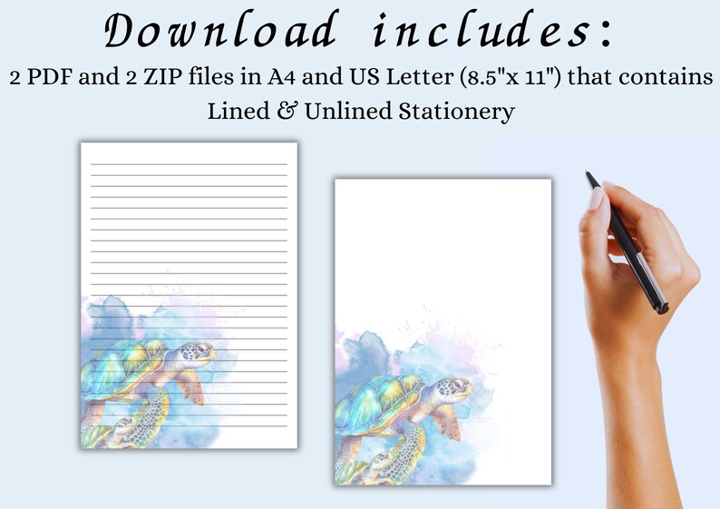 Printable Stationery Sea Turtle Stationery Printable Writing Paper A4 ...