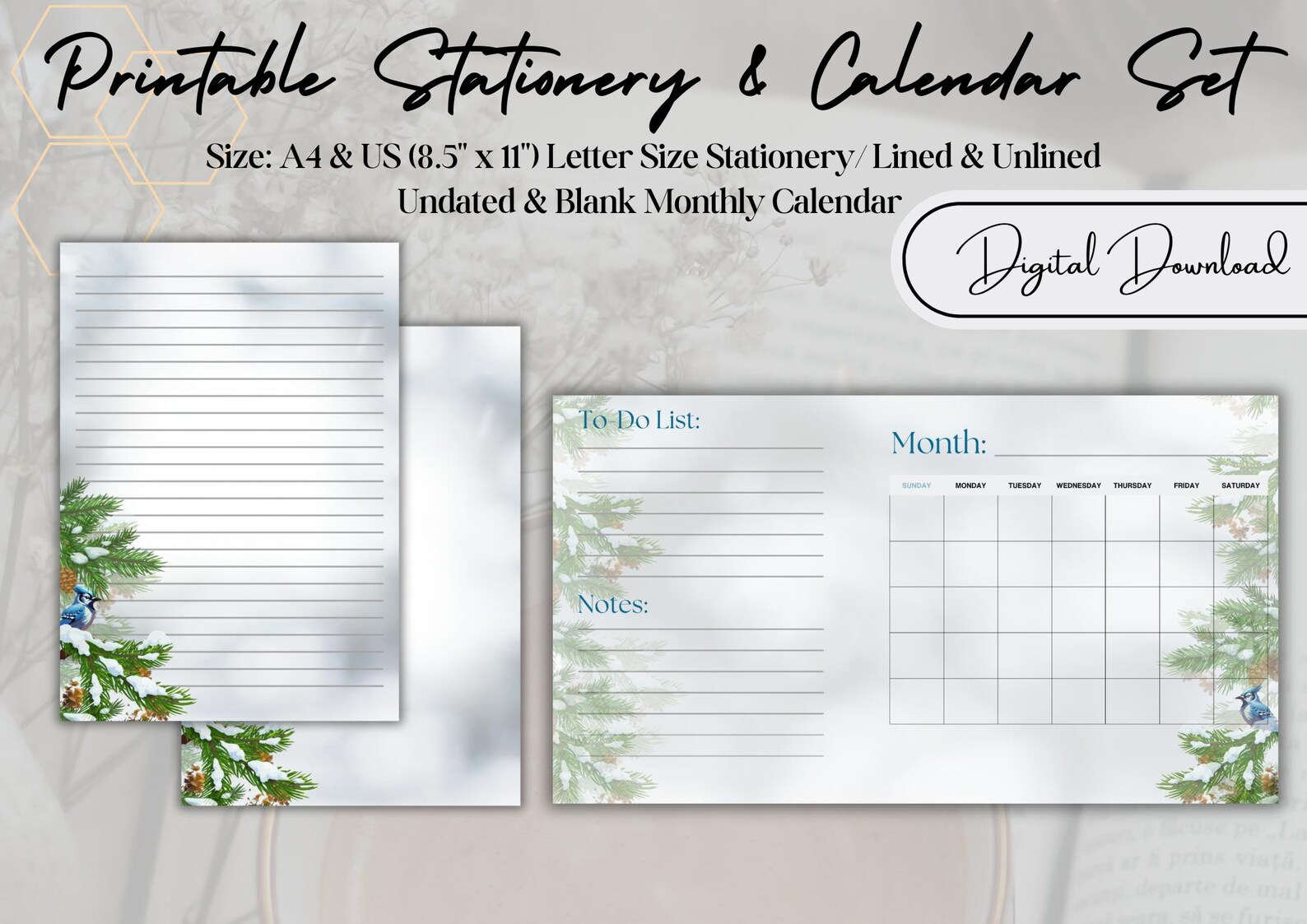 Printable Stationery | Blue Jay | Calendar | Undated Calendar | Writing ...