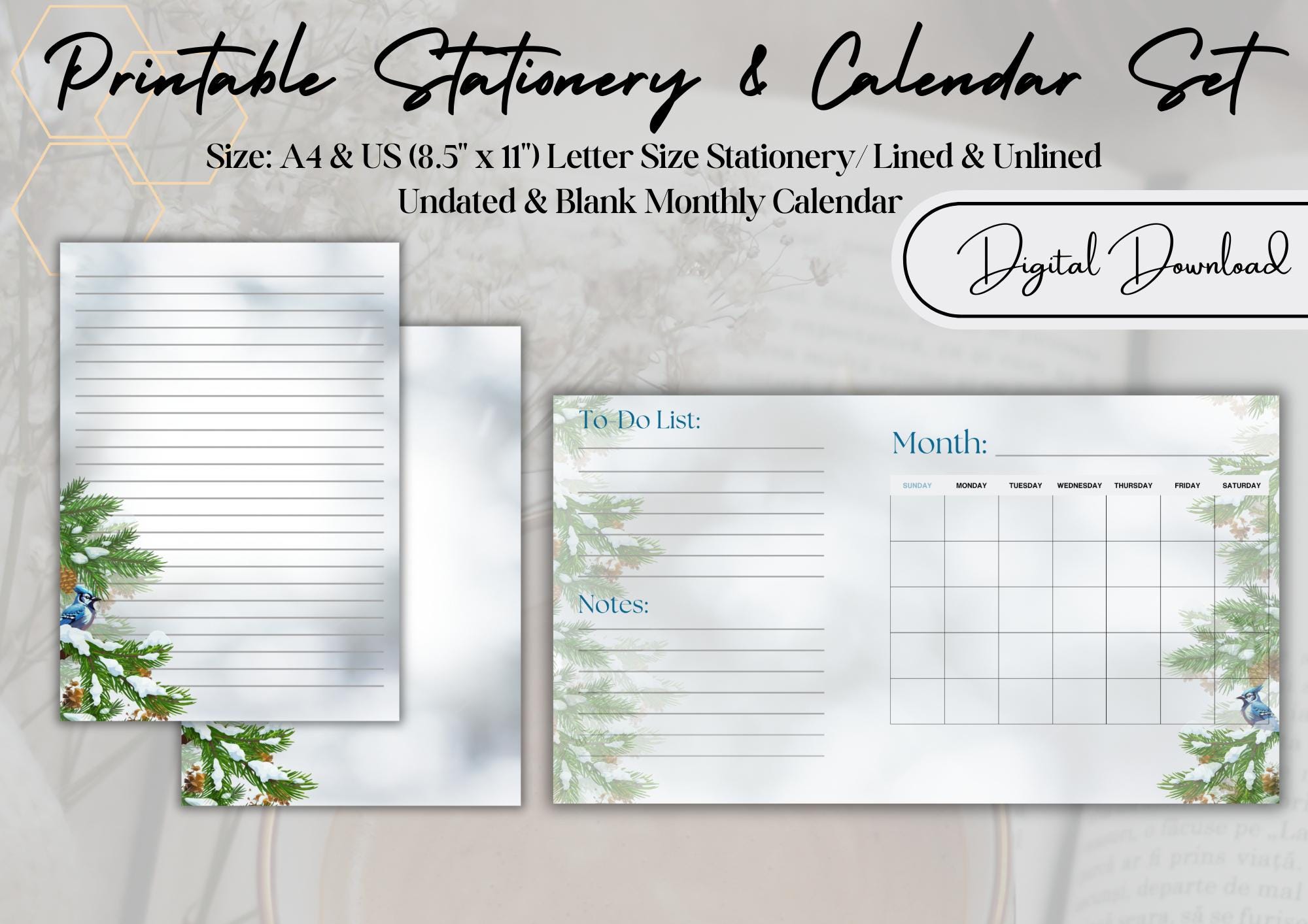 Printable Stationery | Blue Jay | Calendar | Undated Calendar | Writing ...