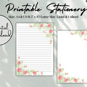 Printable Stationery | Strawberry Stationery | Printable Writing Paper ...