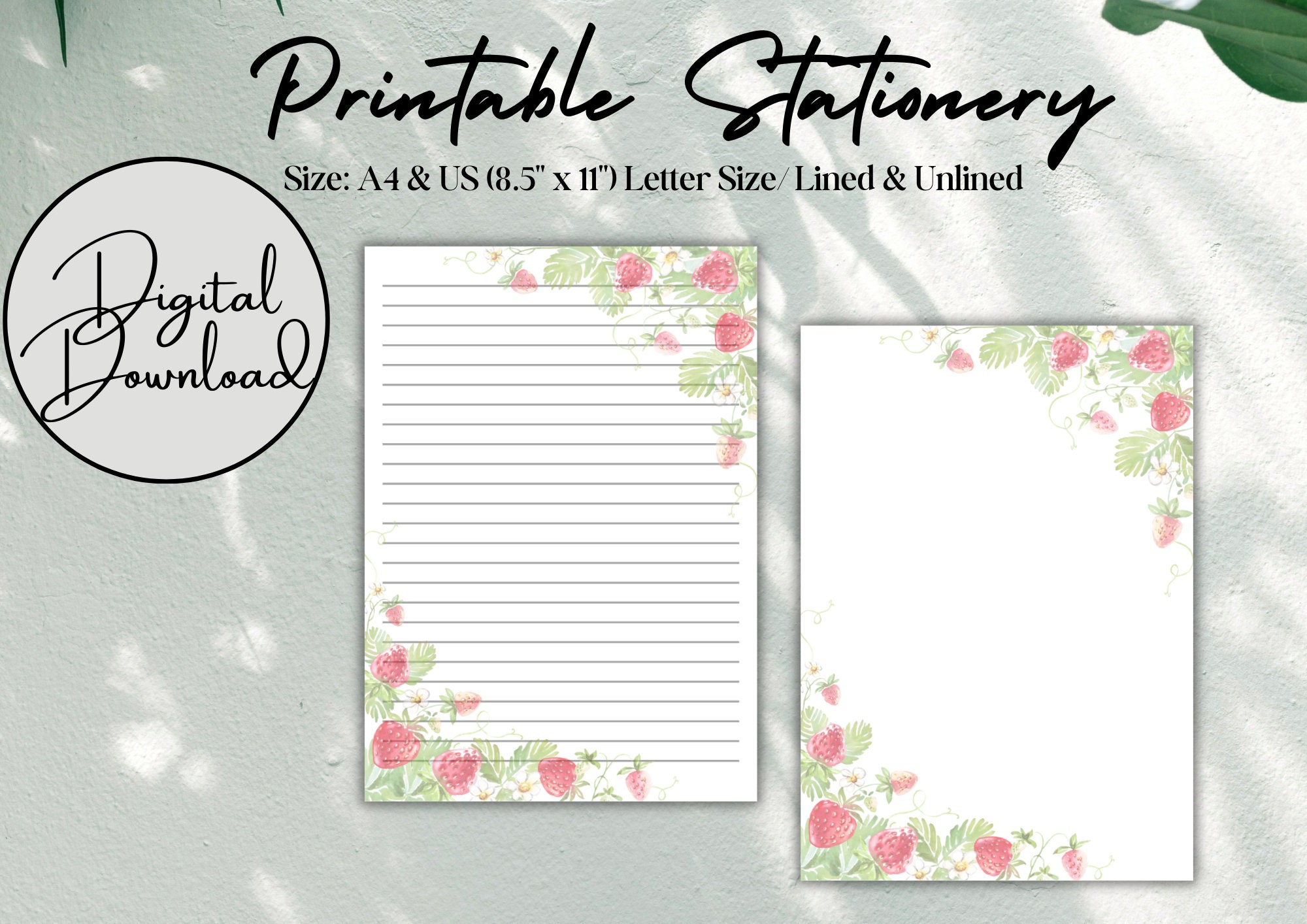 Printable Stationery | Strawberry Stationery | Printable Writing Paper ...