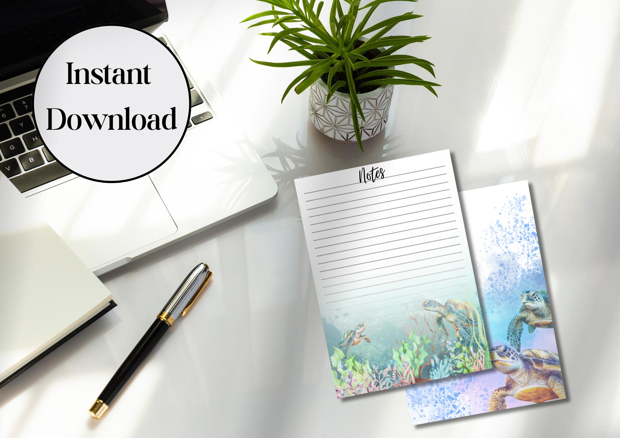 Printable Stationery | Sea Turtle Stationery Bundle | Printable Writing ...