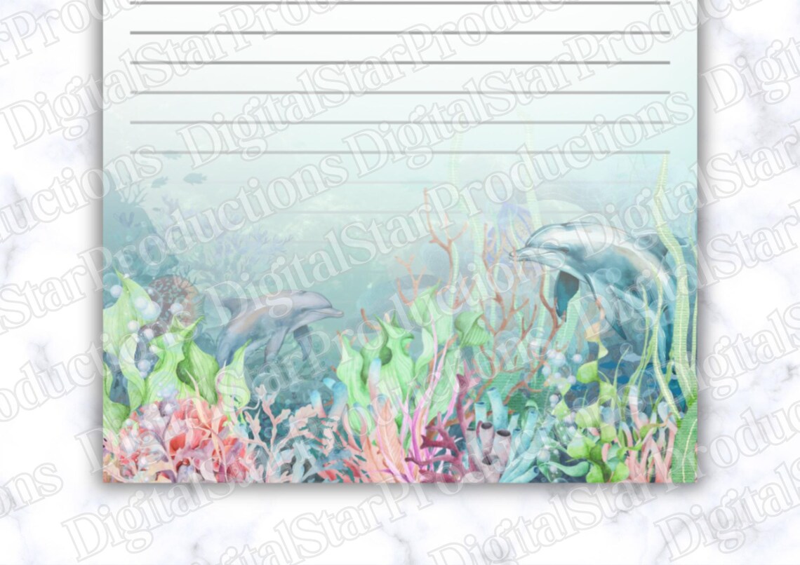 Printable Stationery | Dolphin | Printable Writing Paper | A4 | US (8.5 ...