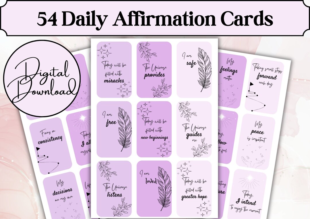 Printable Affirmation Cards | 54 Daily Affirmation Cards ...