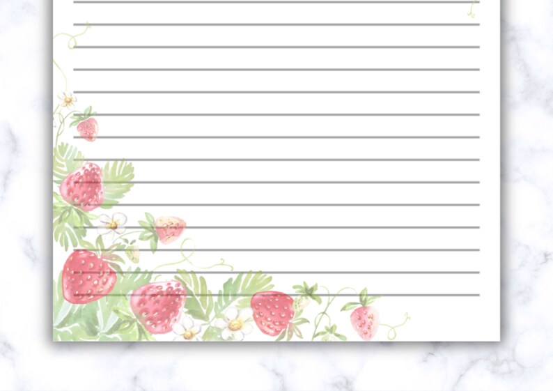 Printable Stationery | Strawberry Stationery | Printable Writing Paper ...