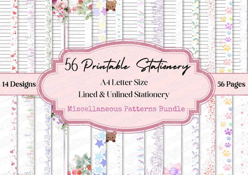 Printable Stationery | Patterns Stationery | Bundle | Printable Writing ...