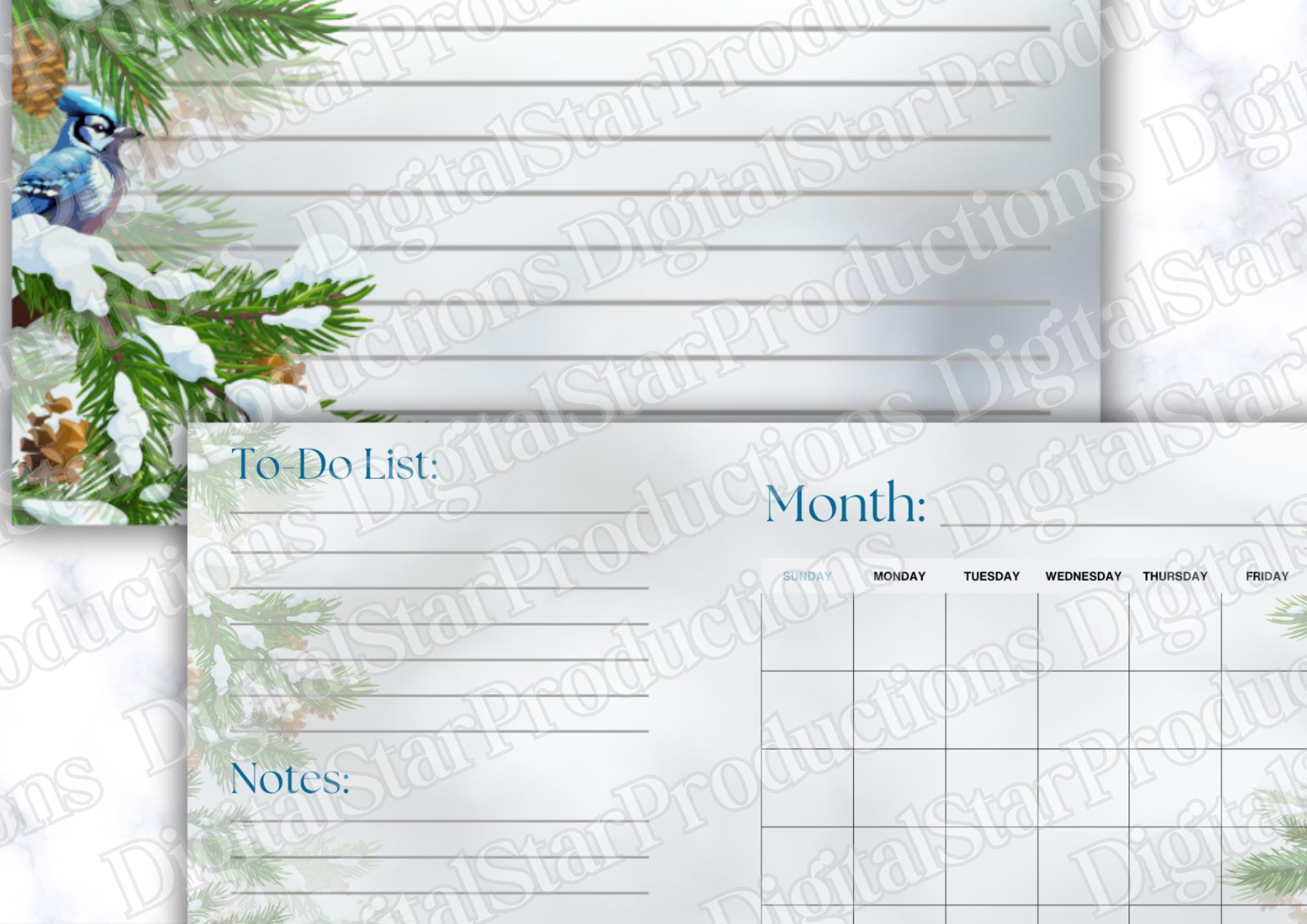 Printable Stationery | Blue Jay | Calendar | Undated Calendar | Writing ...