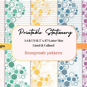 Printable Stationery | Honeycomb Bundle | Bee | Writing Paper | A4 | US ...