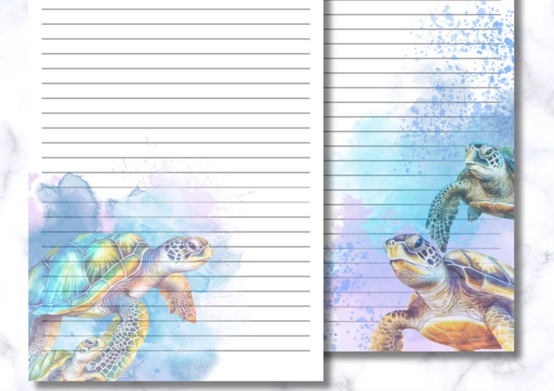 Printable Stationery Sea Turtle Stationery Bundle Printable Writing ...