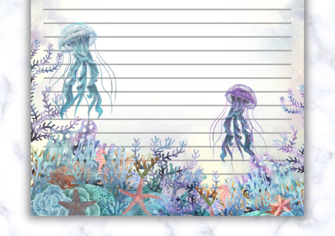 Printable Stationery | Jellyfish | Printable Writing Paper | A4 | US (8 ...