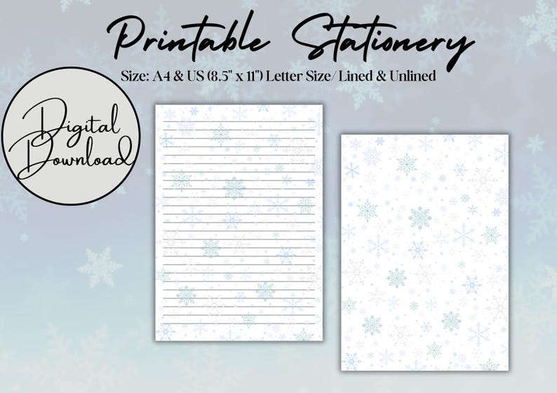 Printable Snowflake Stationery | Printable Writing Paper | Letter ...