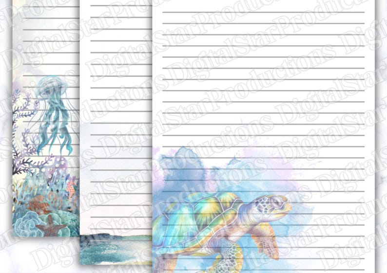 Ocean Stationery | Bundle Stationery | Printable Writing Paper | A4 ...