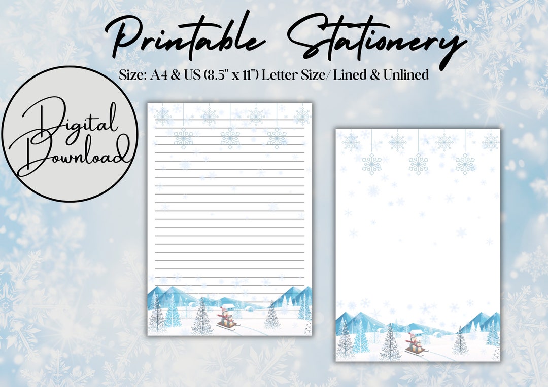 Printable Stationery | Winter Stationery | Printable Writing Paper | A4 ...
