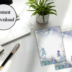 Printable Stationery | Jellyfish | Printable Writing Paper | A4 | US (8 ...