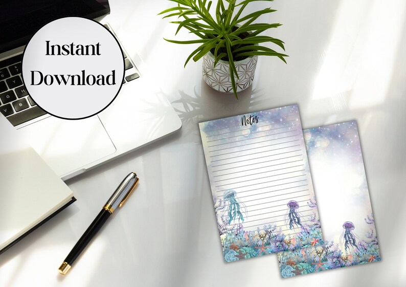 Printable Stationery | Jellyfish | Printable Writing Paper | A4 | US (8 ...