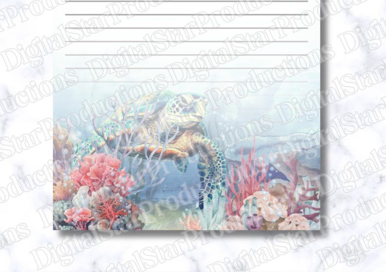 Printable Stationery | Watercolor Sea Turtle Stationery | Printable ...