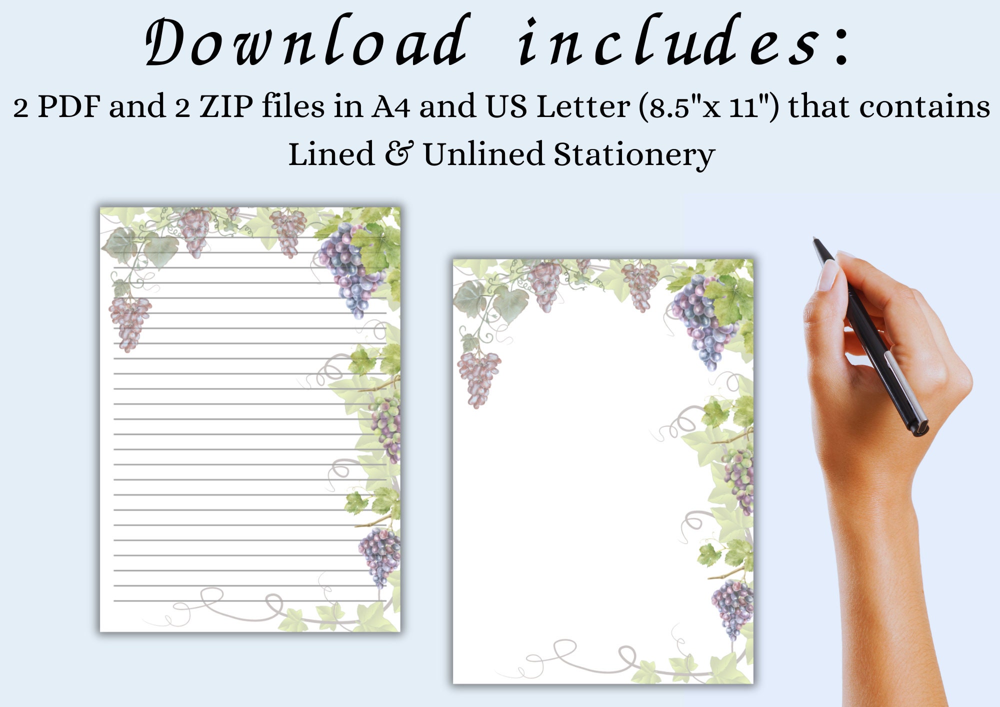 Printable Stationery Grapevine Stationery Printable Writing Paper A4 US ...