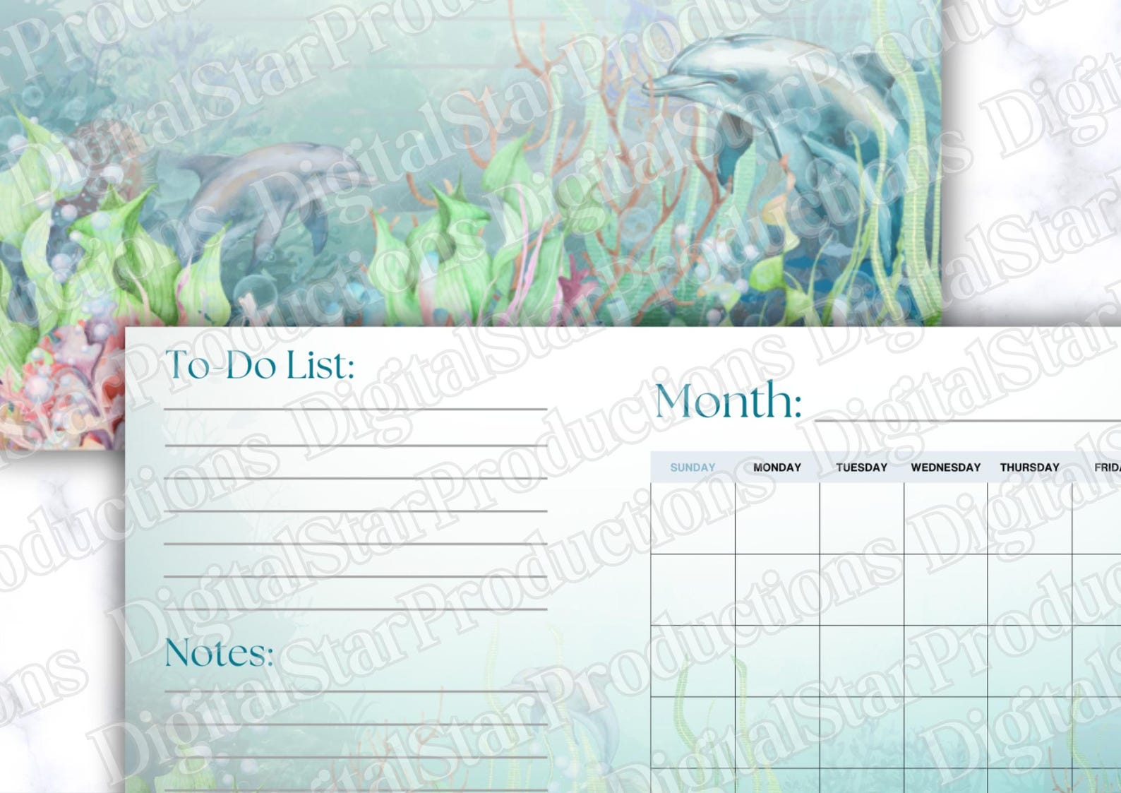 Printable Stationery | Dolphin | Calendar | Undated Calendar | Writing ...