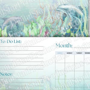 Printable Stationery | Dolphin | Calendar | Undated Calendar | Writing ...