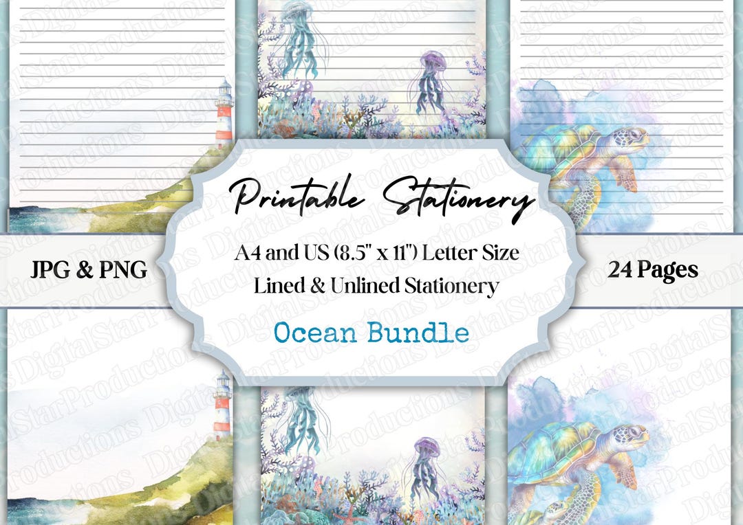 Ocean Stationery | Bundle Stationery | Printable Writing Paper | A4 ...