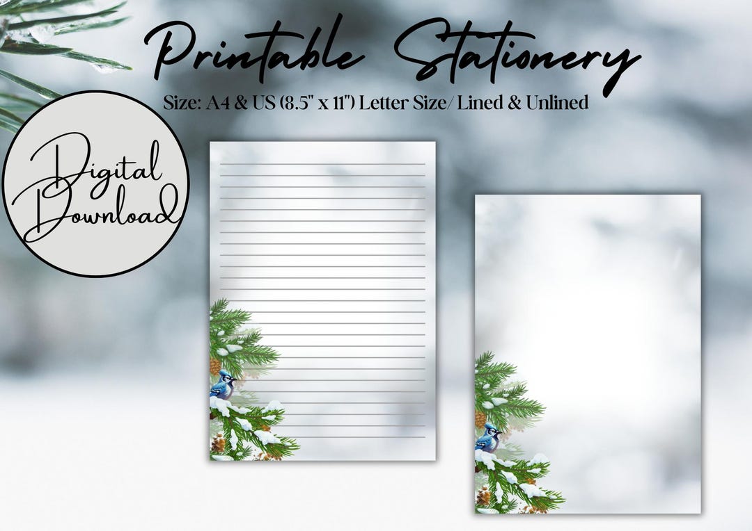 Printable Stationery | Blue Jay | Printable Writing Paper | A4 | US (8. ...