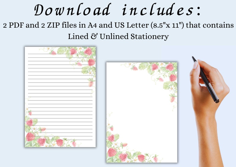 Printable Stationery | Strawberry Stationery | Printable Writing Paper ...