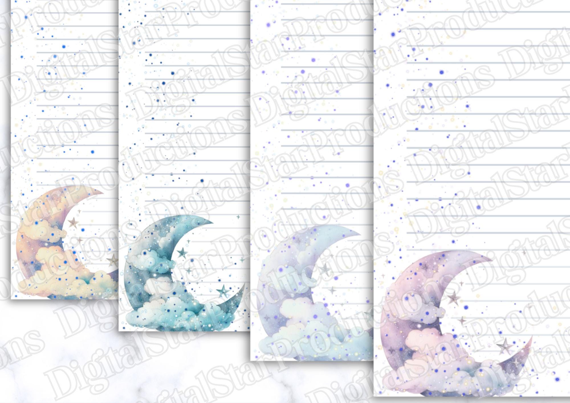 Printable Stationery | Moon | Crescent | Bundle | Printable Writing ...