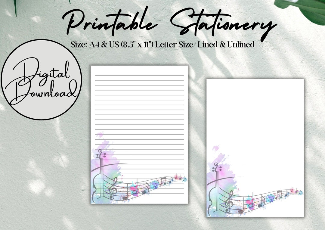 Printable Stationery | Music Stationery | Printable Writing Paper | A4 ...