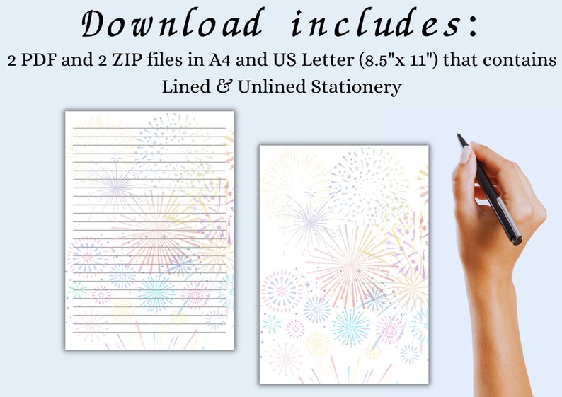 Printable Stationery | Rainbow Fireworks | Printable Writing Paper | A4 ...