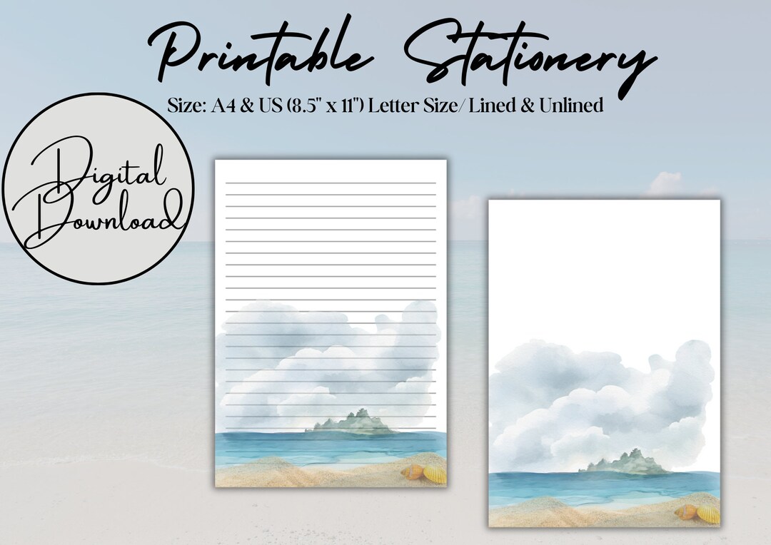 Printable Stationery | Ocean Stationery | Printable Writing Paper | A4 ...